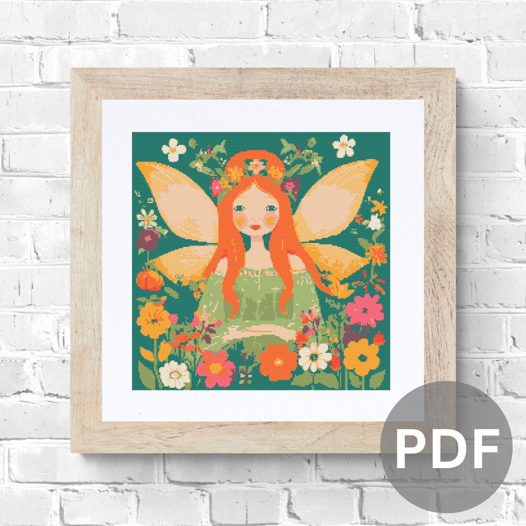 Flower Fairy Cross Stitch Pattern Pretty Whimsical Pdf Instant Download ...