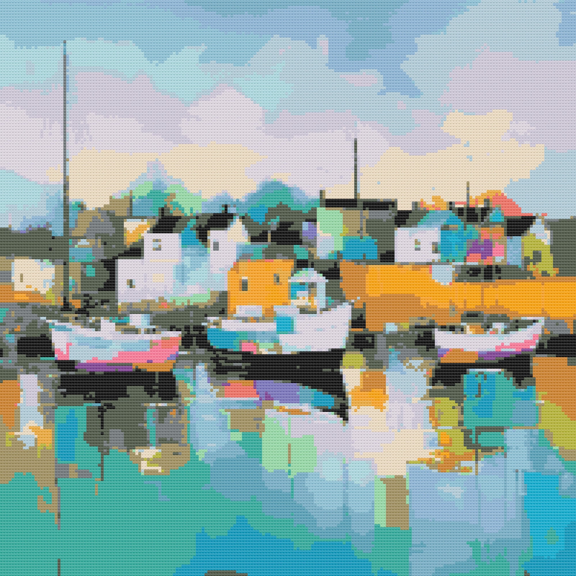 Coastal Harbour Cross Stitch Pattern: Abstract Boats (PDF Pattern) - Etsy
