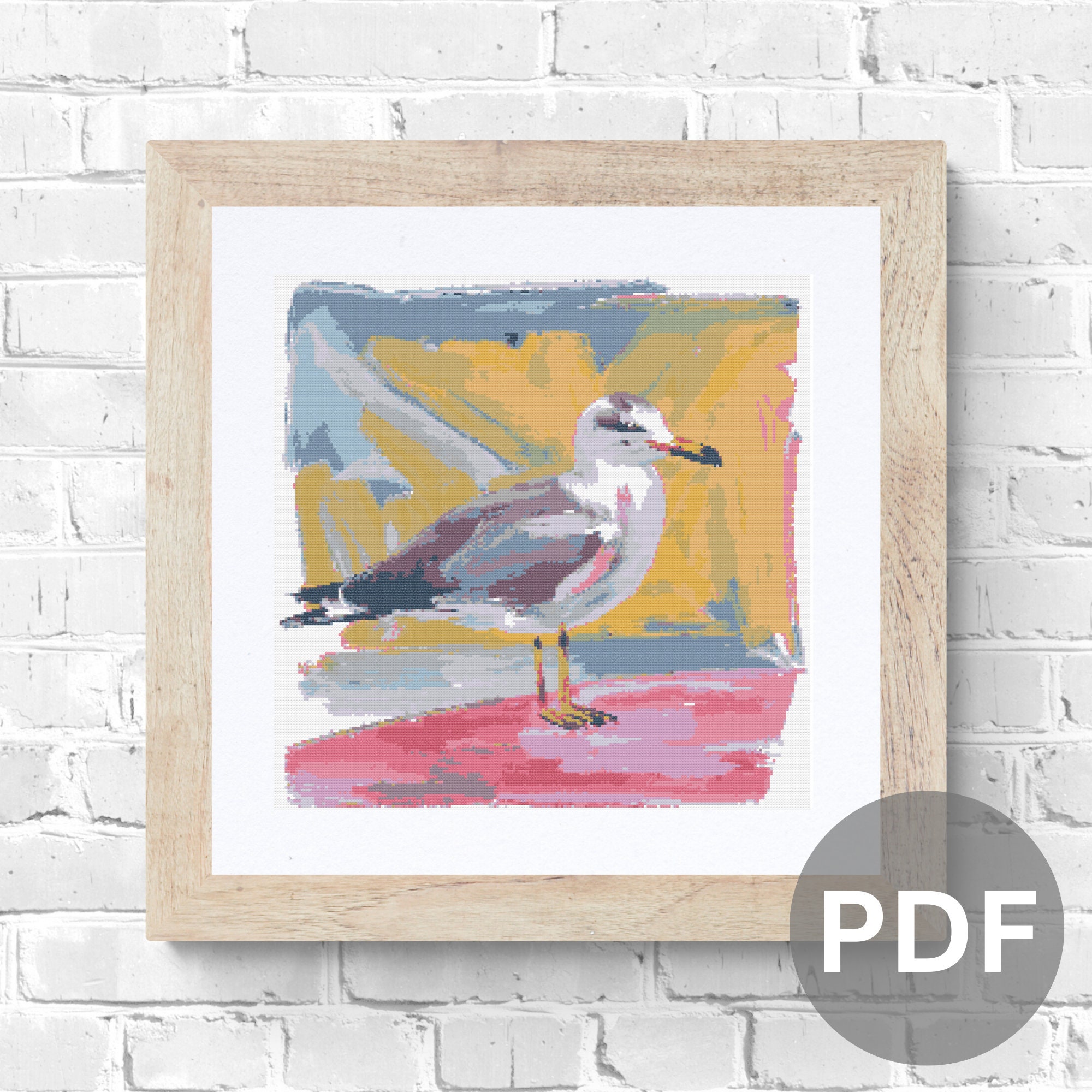 Seagull Cross Stitch Pattern Modern Pdf Instant Download Coastal Bird ...