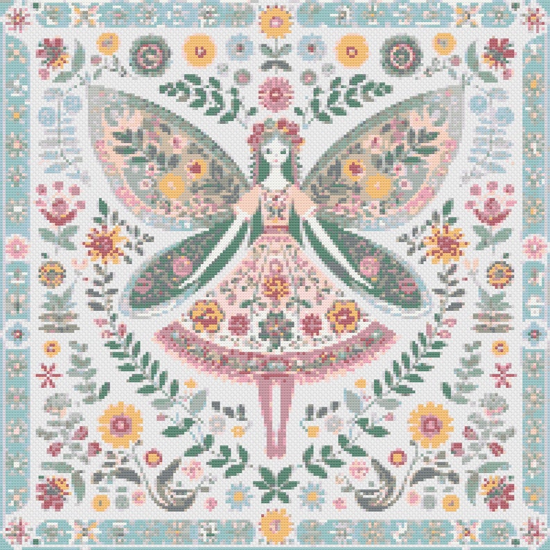 Flower Fairy Cross Stitch Pattern: Whimsical Floral Design (PDF ...