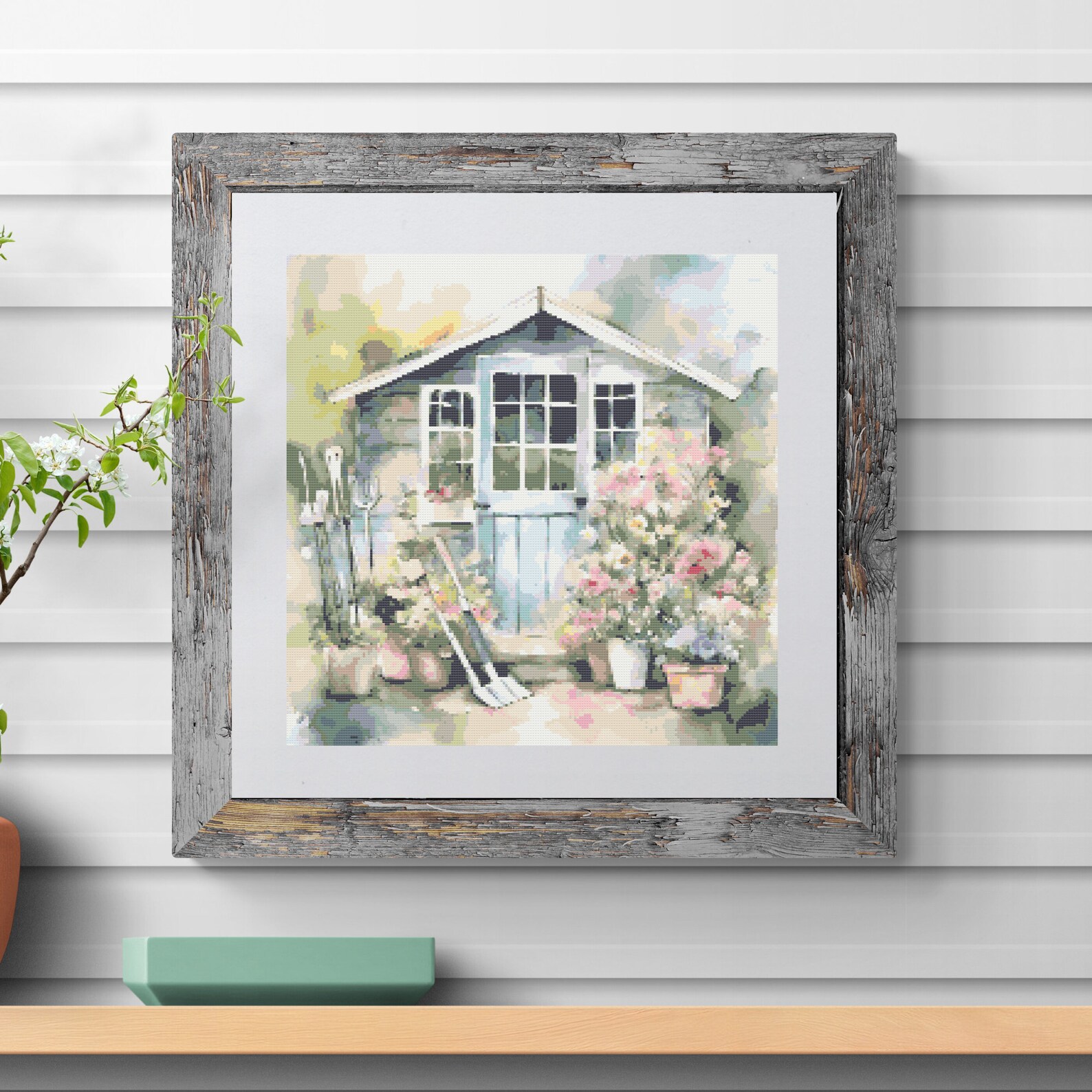 Floral Garden Shed Cross Stitch Pattern: Cottagecore PDF (digital ...