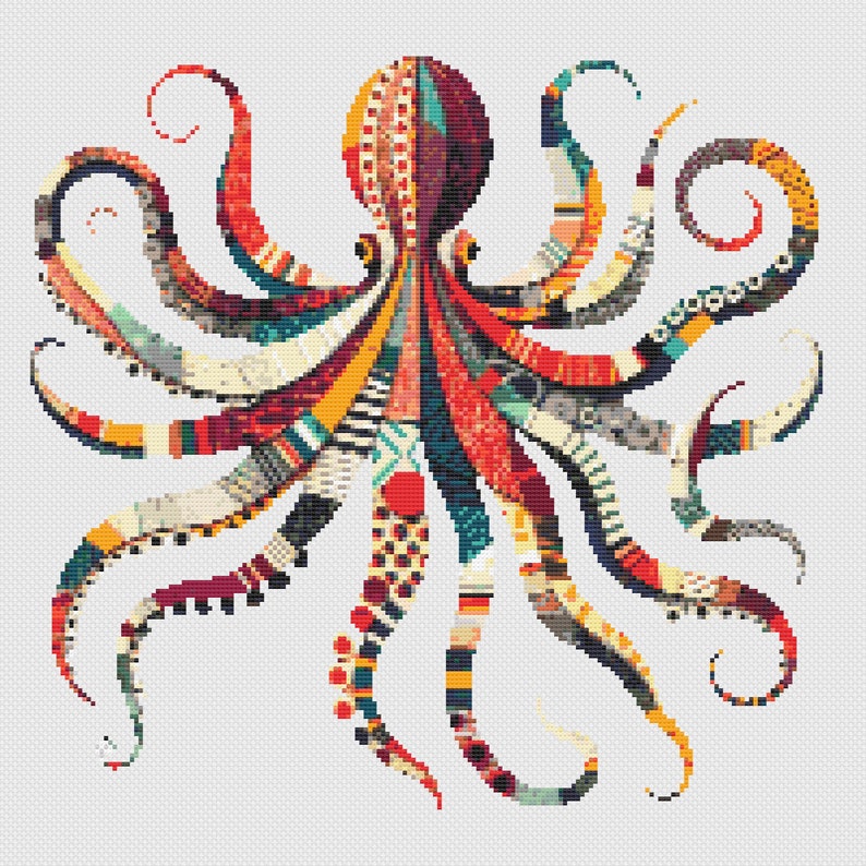 Colorful Octopus Cross Stitch Pattern: Sea Creature Design (PDF ...