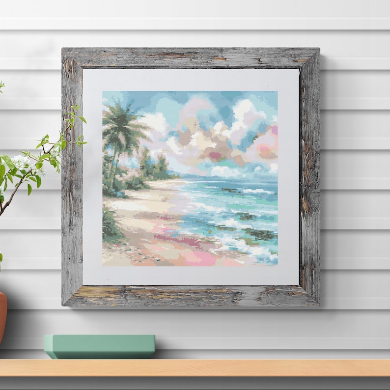 Beach Cross Stitch Pattern Seascape Ocean Waves Pdf Instant Download ...
