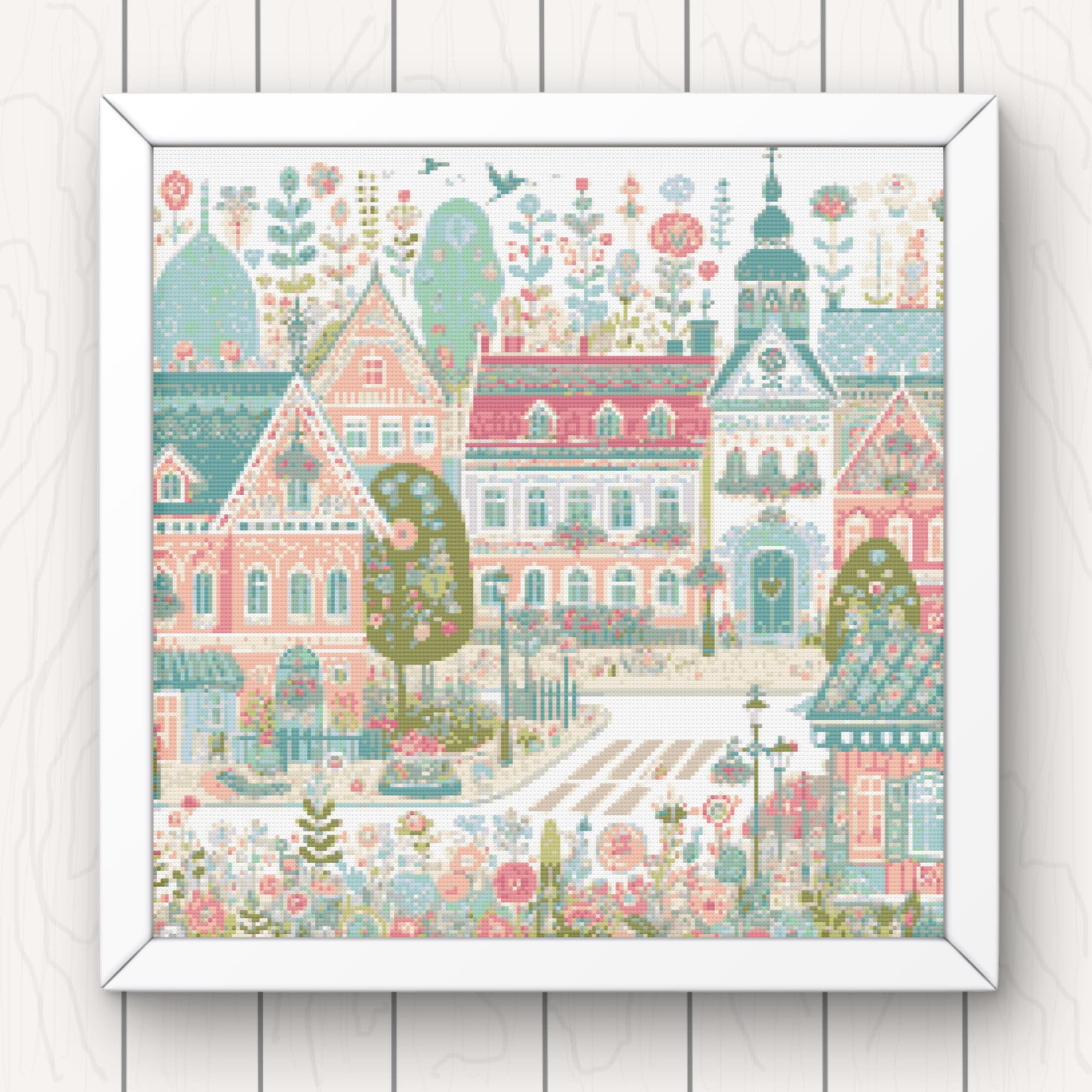 Town Cross Stitch Pattern Houses Pdf Instant Download Folk Art Village ...
