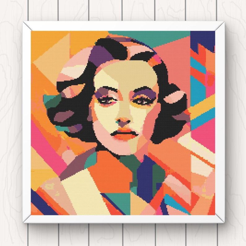 Abstract Cross Stitch Pattern Portrait Pdf Instant Download Elegant ...