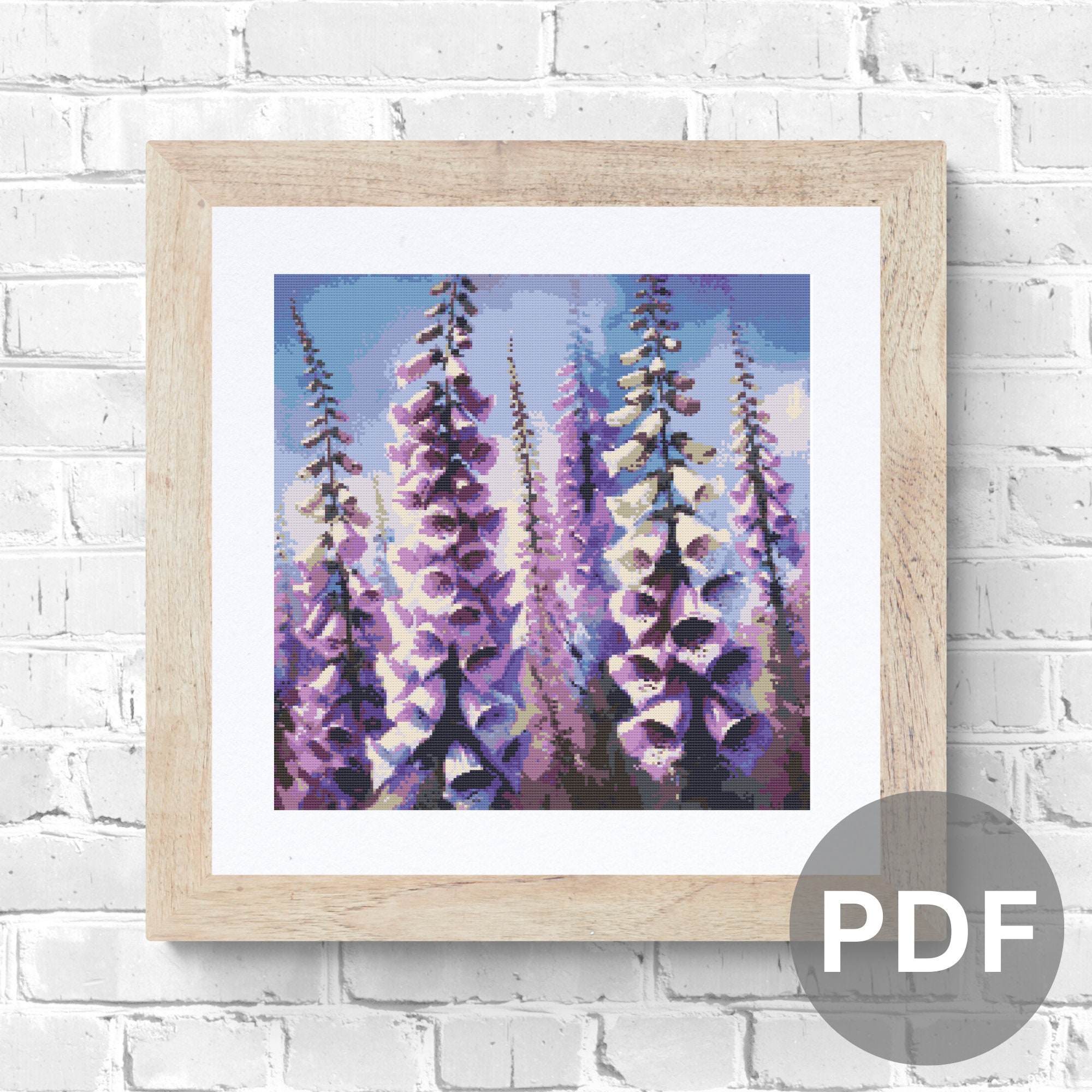 Foxgloves Cross Stitch Pattern Purple Modern Pdf Instant Download ... Foxgloves Cross Stitch Pattern Purple Modern Pdf Instant Download ...