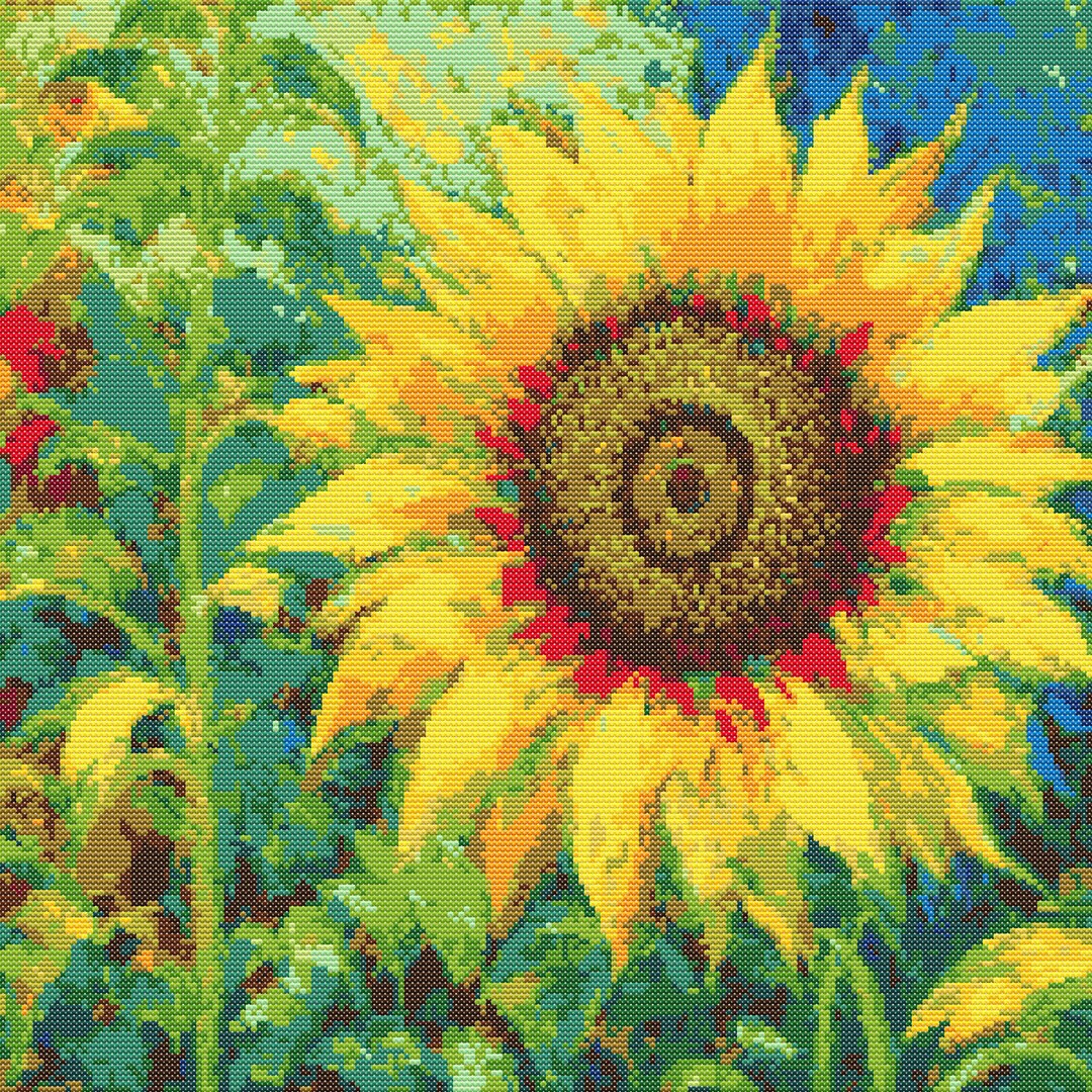 Sunflower Floral Cross Stitch Pattern: Full Coverage (PDF Download) - Etsy