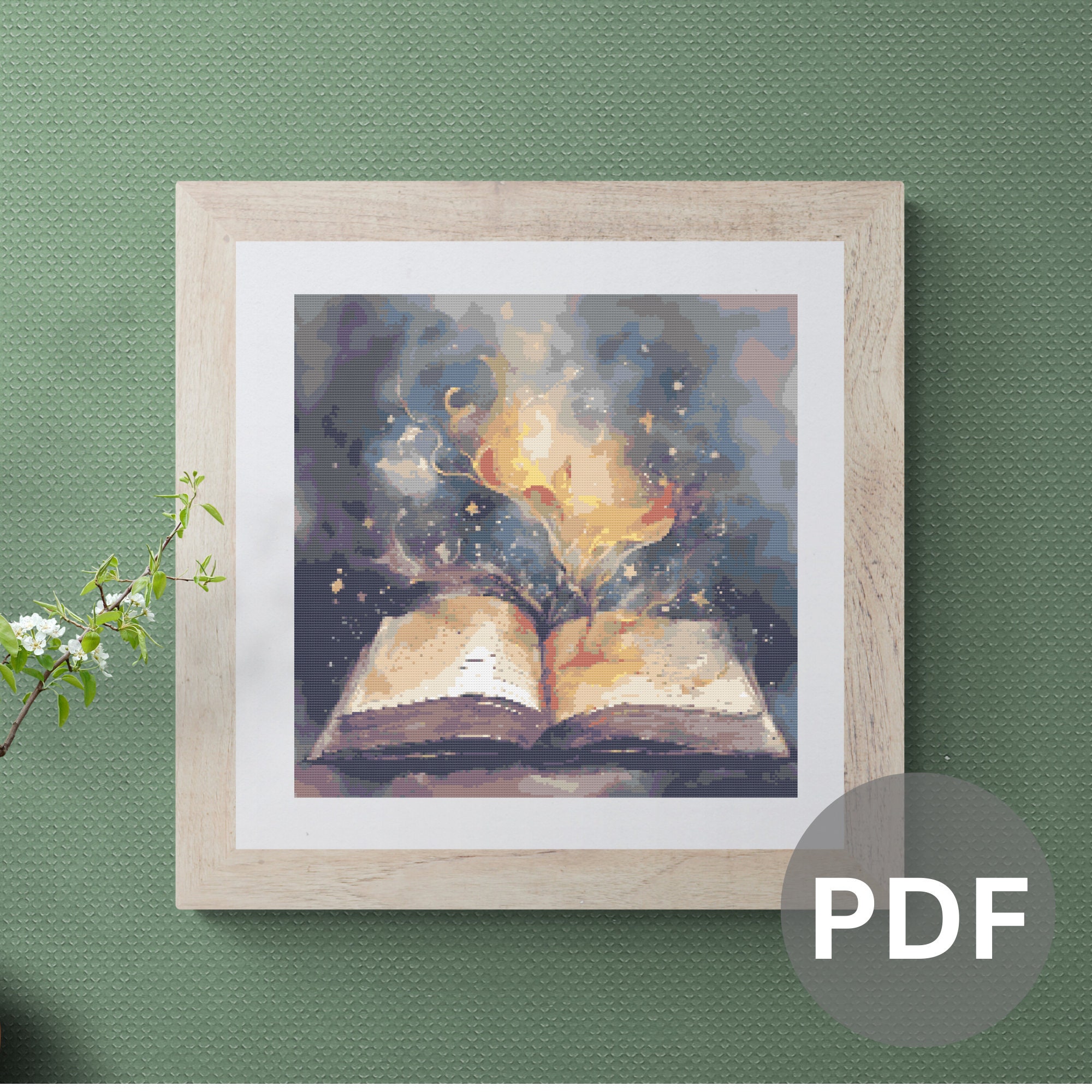 Magic Book Cross Stitch Pattern Anime Pdf Instant Download Witchy ...