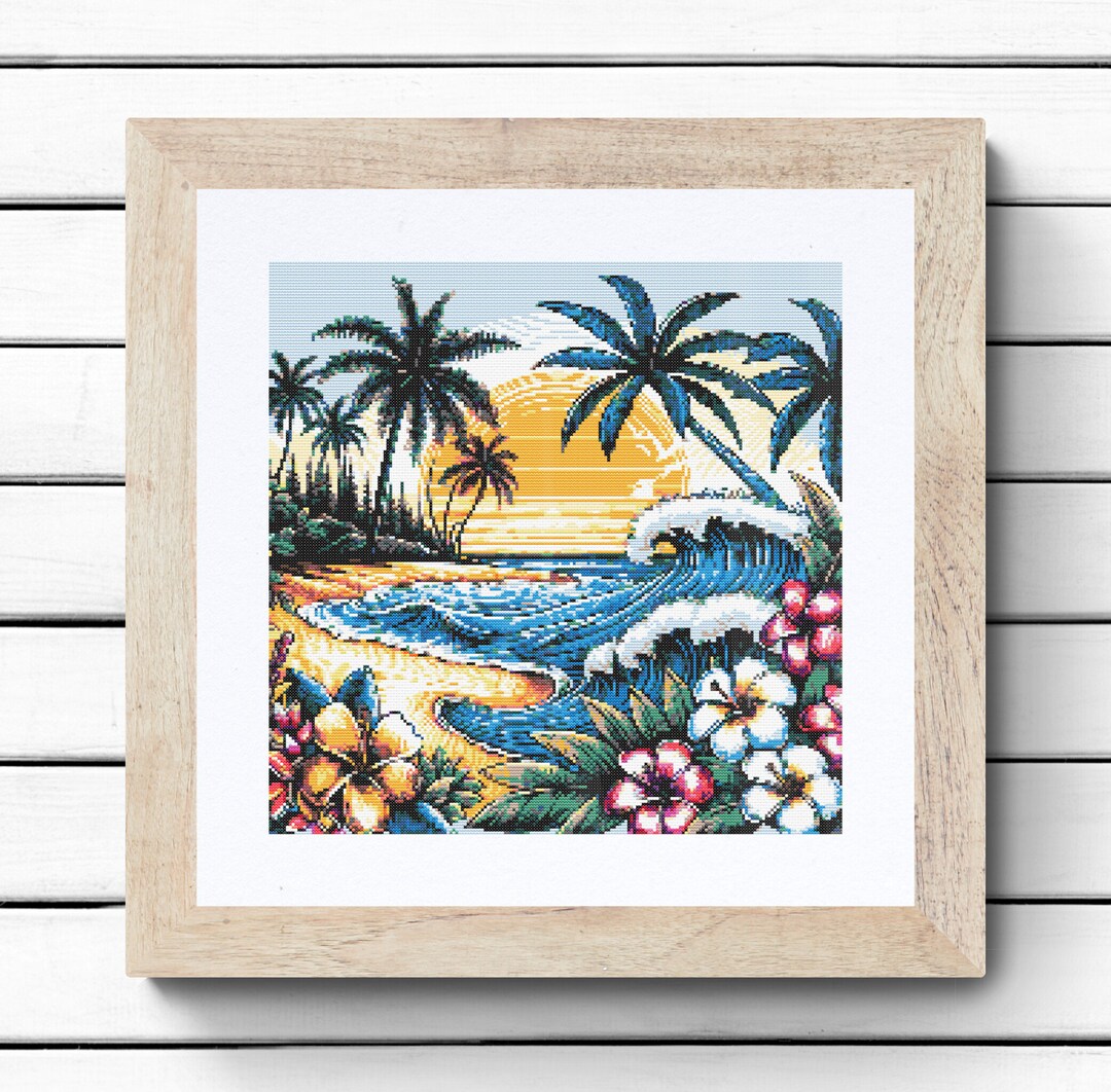 Hawaii Cross Stitch Pattern Pdf Instant Download Palm Trees Counted ...