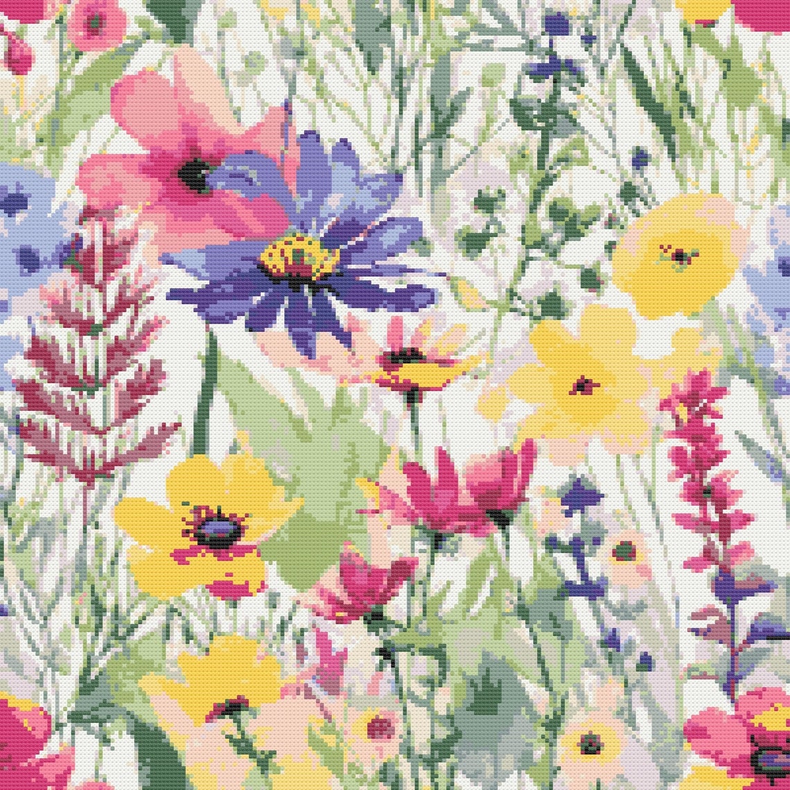 Wildflowers Cross Stitch Pattern Floral Watercolour Pdf Instant ...