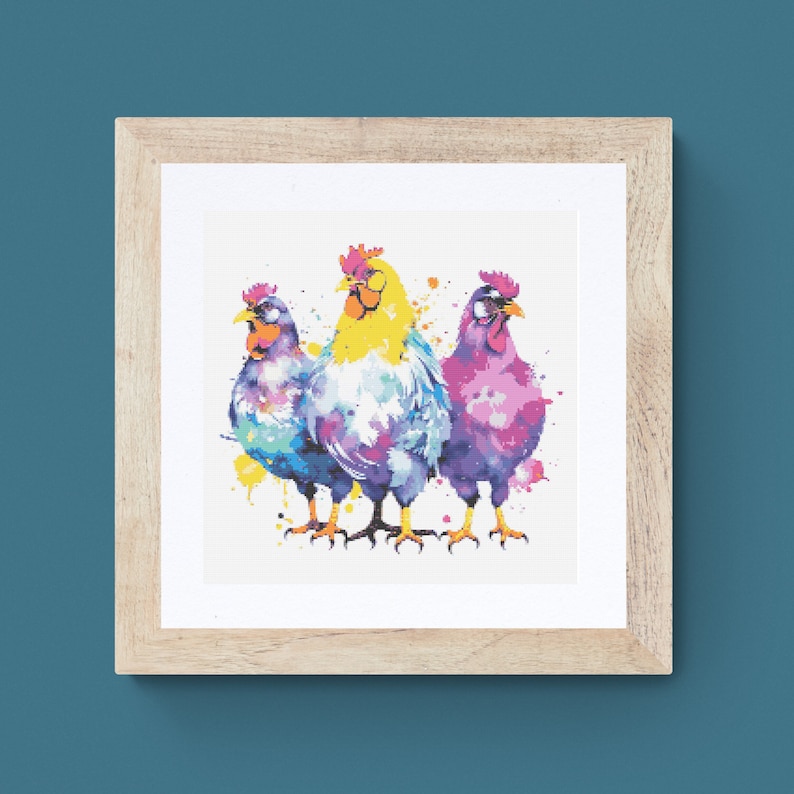 Chickens Cross Stitch Pattern Pdf Instant Download Colourful ...