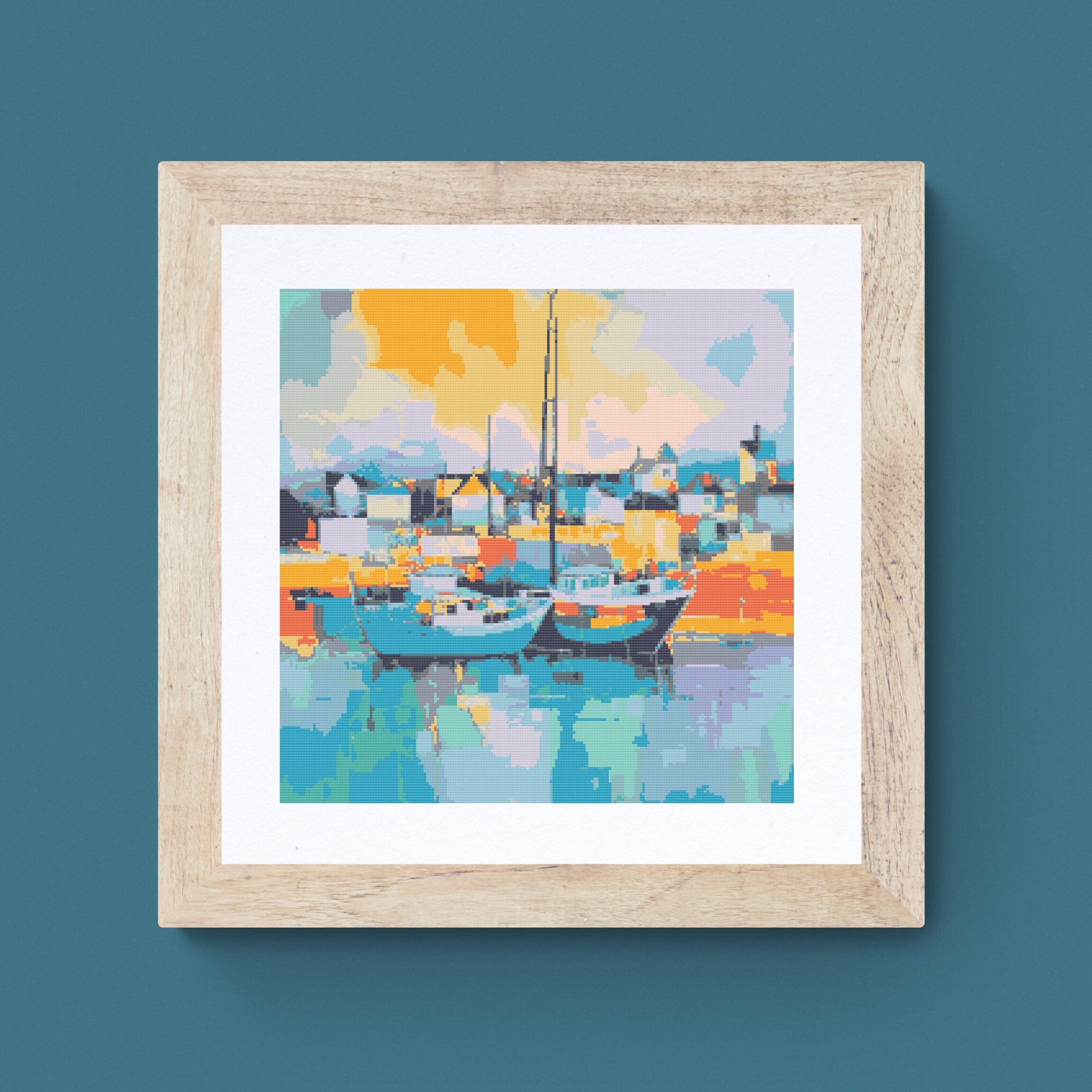 Harbour Cross Stitch Pattern Boats Pdf Instant Download Colourful ...