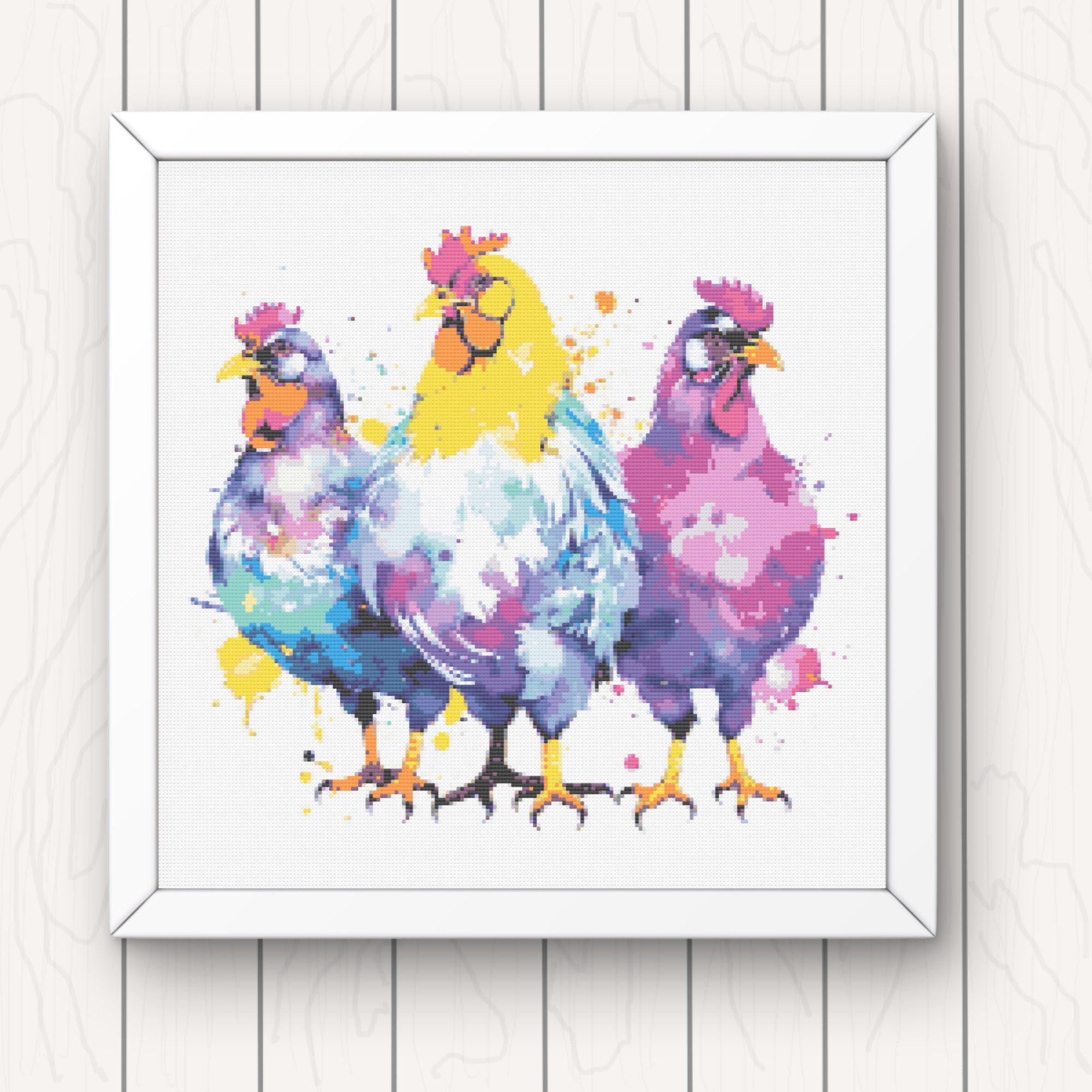 Chickens Cross Stitch Pattern Pdf Instant Download Colourful ...