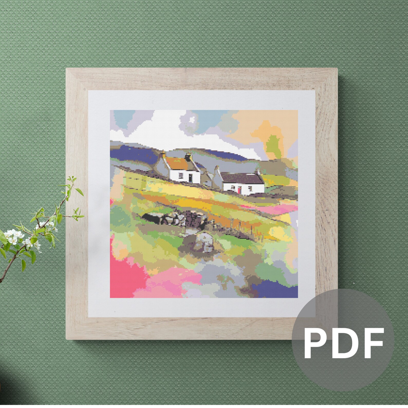 Scottish Croft Cross Stitch Pattern Pdf Instant Download Watercolour ...