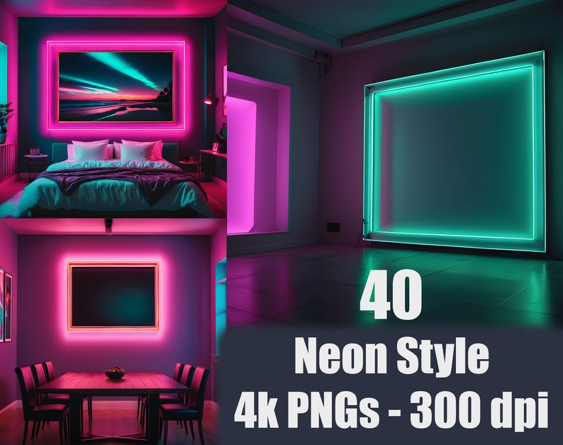 40 Neon Style Frame Mockups Photography Styled Frames Stock Photo ...