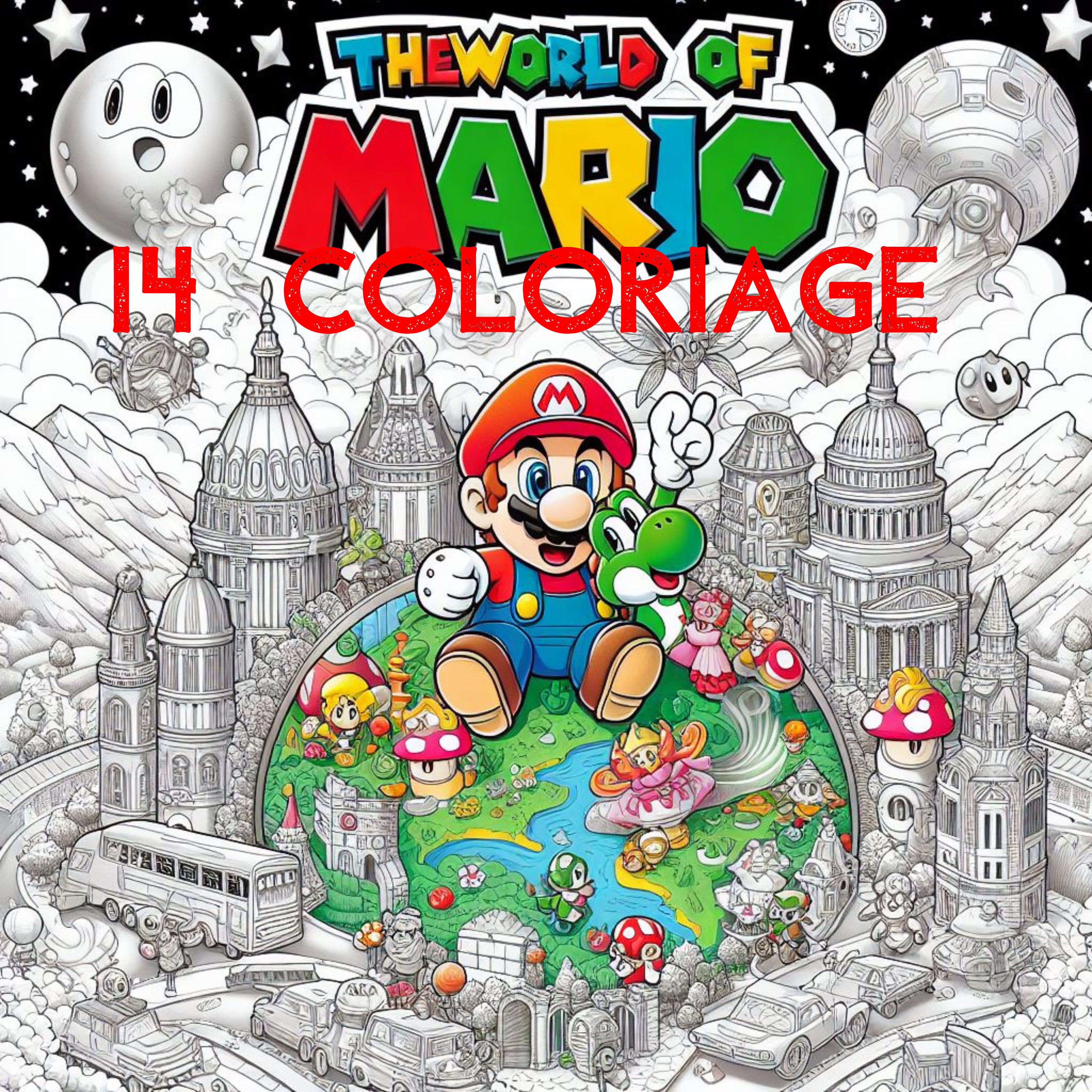 14 Mario Coloring Pages - Etsy
