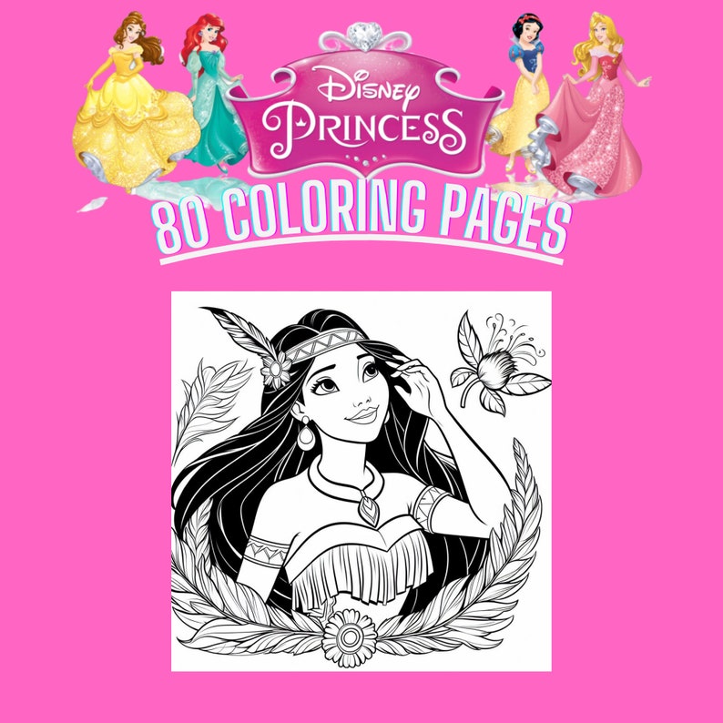 Princesses – 80 Printable Coloring Pages | Digitaldownload | A4 PDF ...