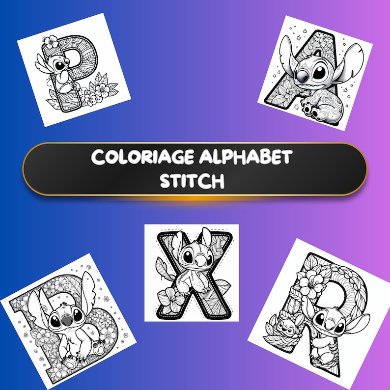 Alphabet Stitch Coloring Pages – 26 Fun Printable Letters! (digital ...