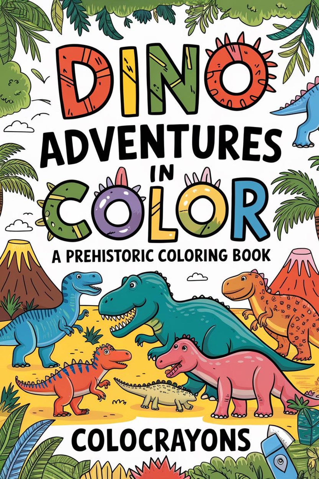 Dino Adventures in Color: A Prehistoric Coloring Book - Etsy