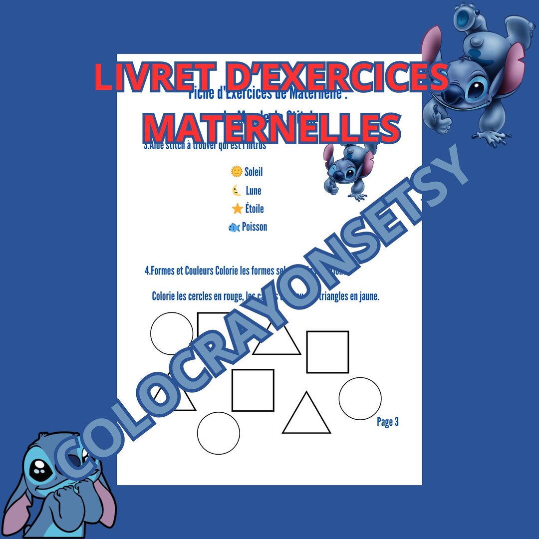Stitch's World Kindergarten Worksheets - Etsy