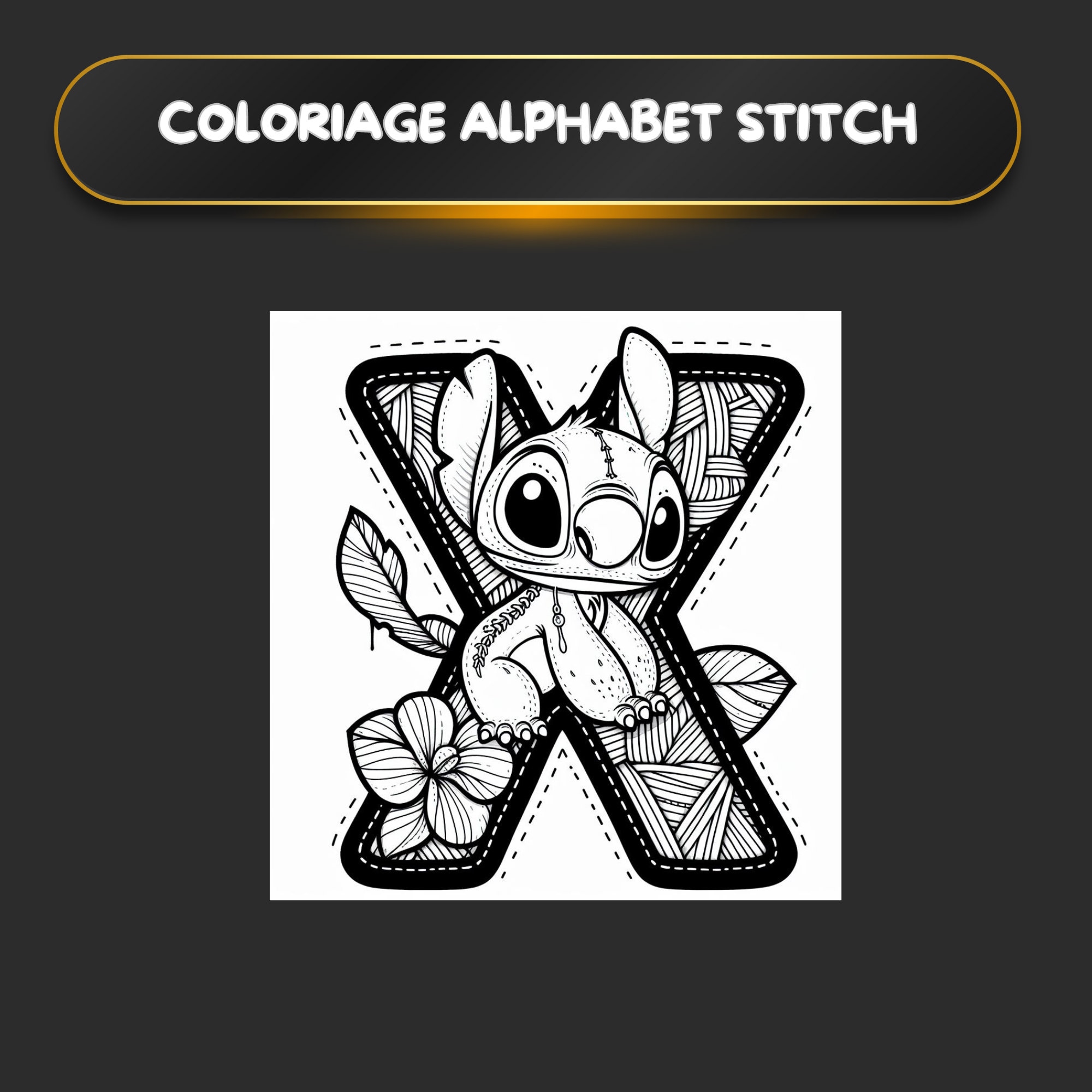 Alphabet Stitch Coloring Pages – 26 Fun Printable Letters! (digital ...