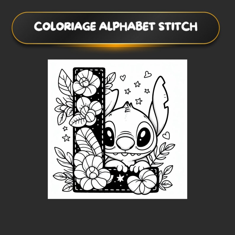Alphabet Stitch Coloring Pages – 26 Fun Printable Letters! (digital ...