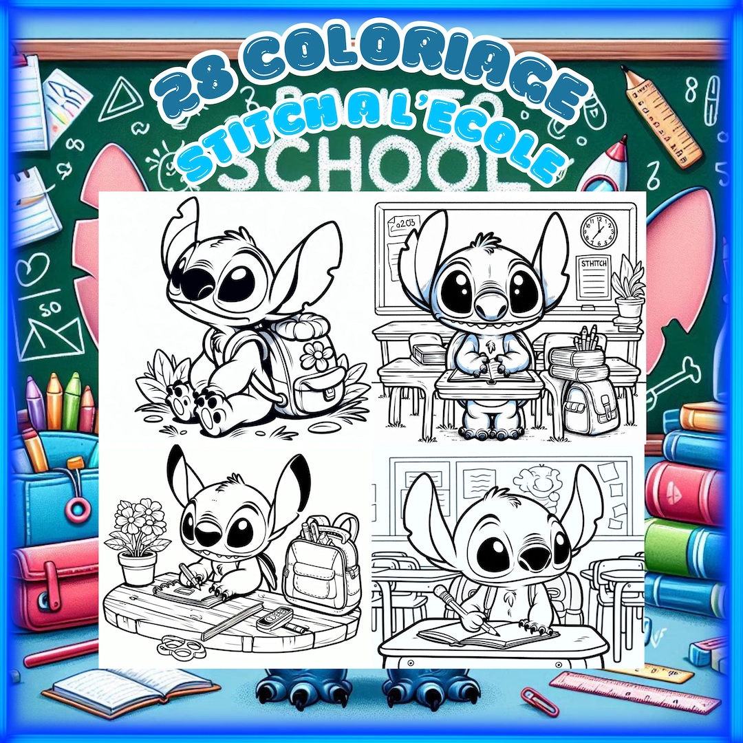 28 Stitch at School Coloring Pages – Digital Download - Etsy