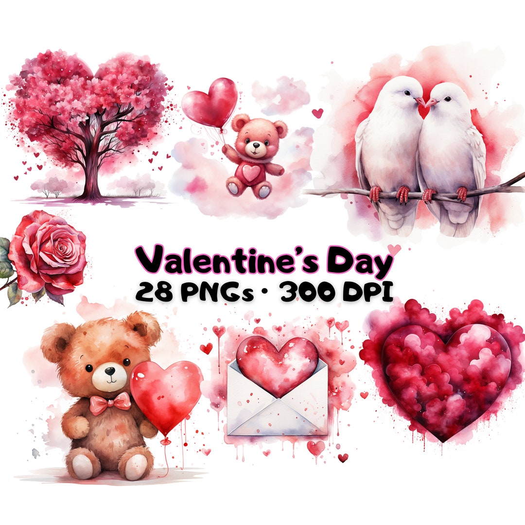 Cute Valentine Digital Cliparts, Valentine's Day, Romantic Gift, G Ift ...