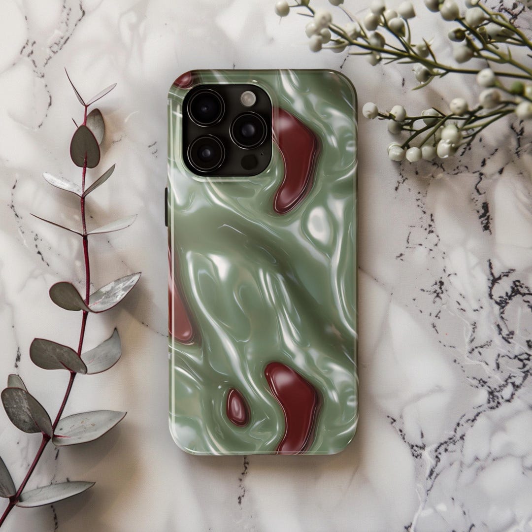 Glossy Green and Red Fake Latex Phone Case Inflated Texture Inspired ...