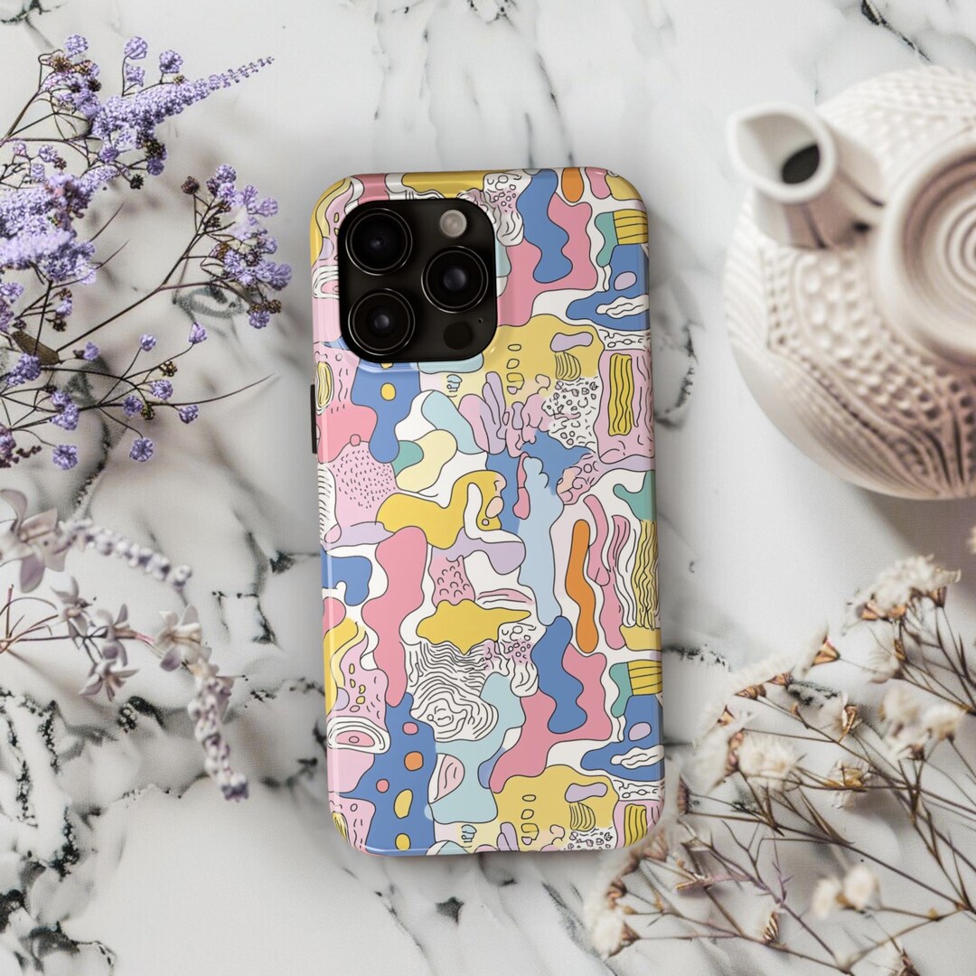 Colorful Doodles Phone Case Pastel Coloured Pattern Design Phone Cover ...