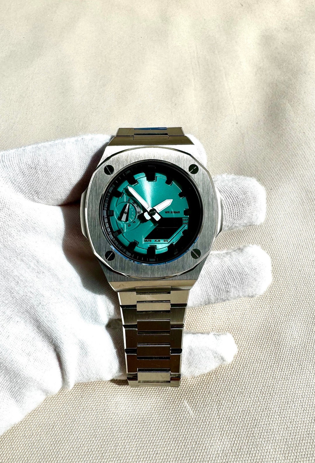 Custom Casio G-shock Watch GA-2100 Silver Nautilus Style Refit Mod ...