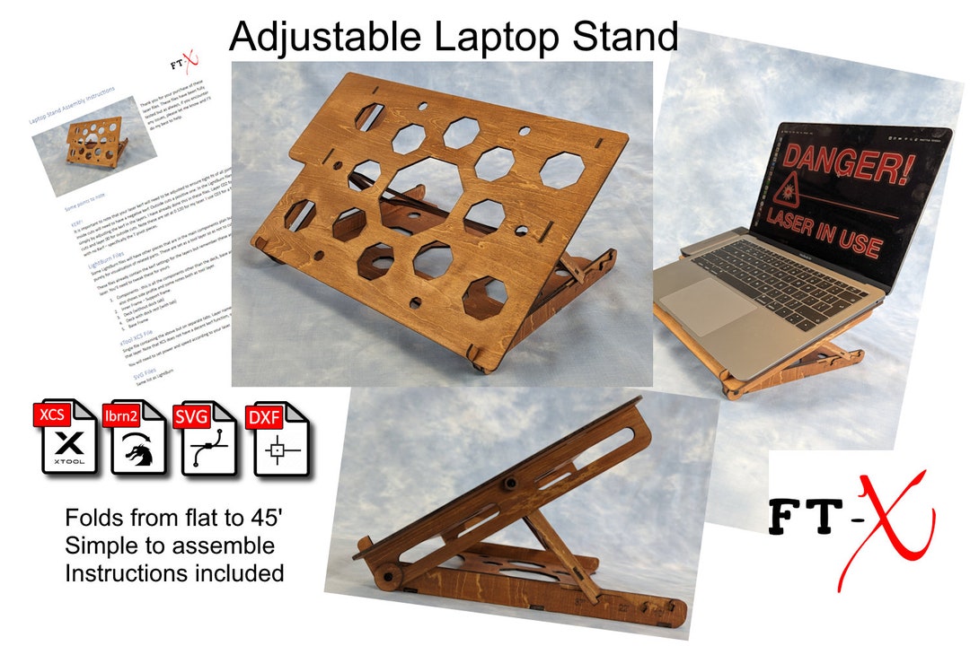 Adjustable Tilt Laptop Stand Laser Cut Files and Instructions. Digital ...