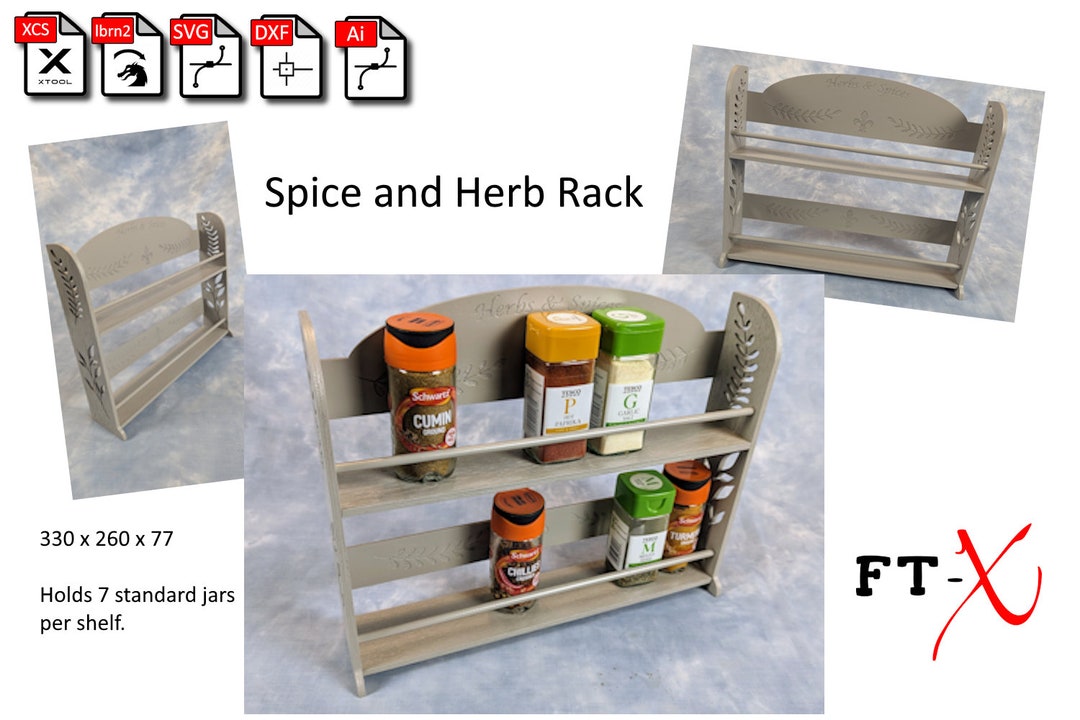 Elegant 14 Jar Spice Rack Laser Cut File. Svg, Dxf, Lbrn2, Xcs, Ai ...