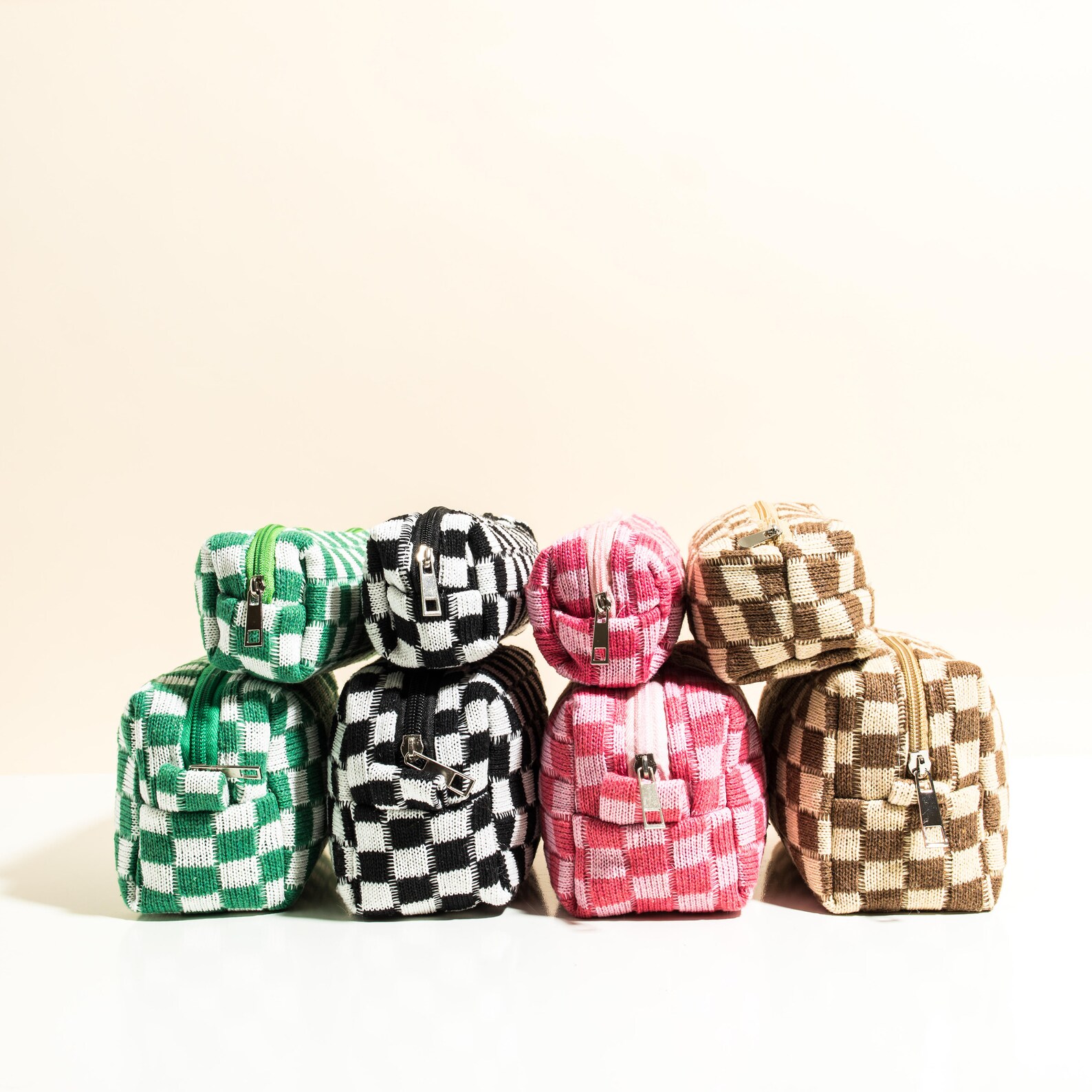 Preppy Green Checkerboard Cosmetic Bag Set Makeup & Toiletry Organizer ...