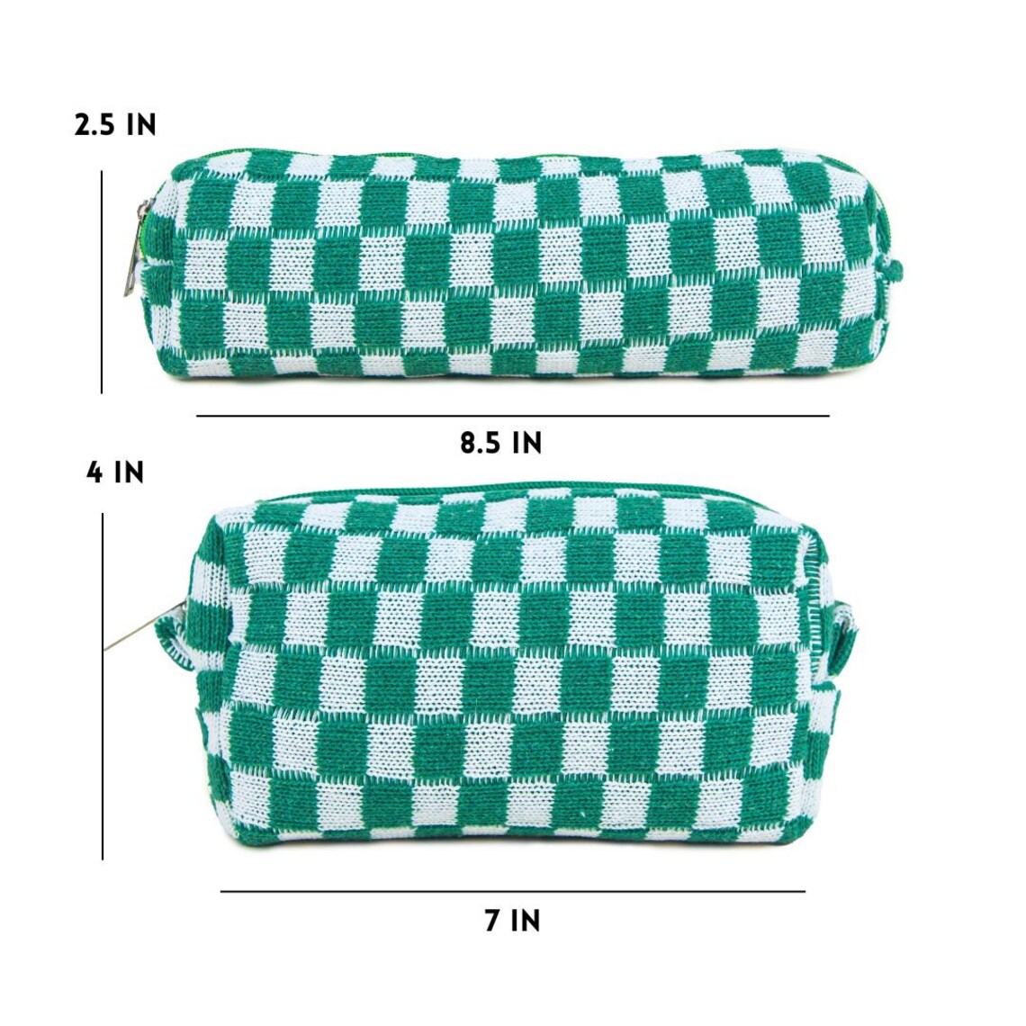 Preppy Green Checkerboard Cosmetic Bag Set Makeup & Toiletry Organizer ...