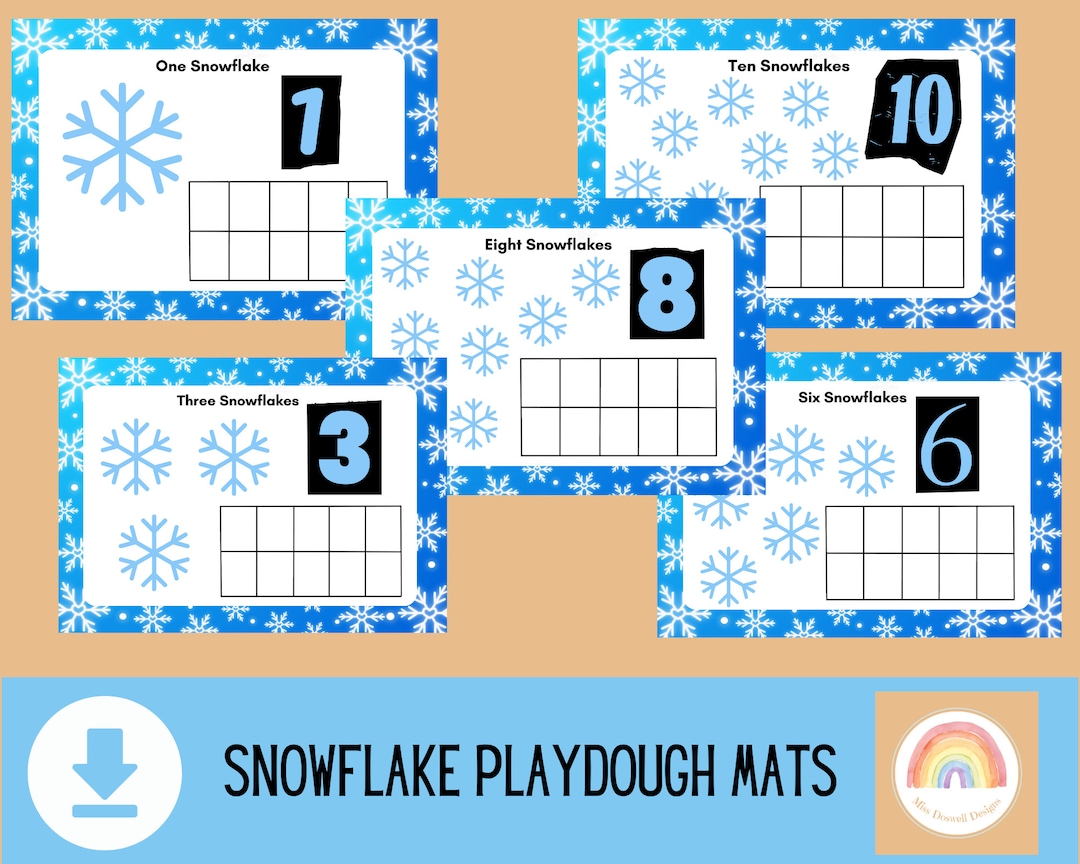 Snowflake Play Dough Counting Mats - Etsy