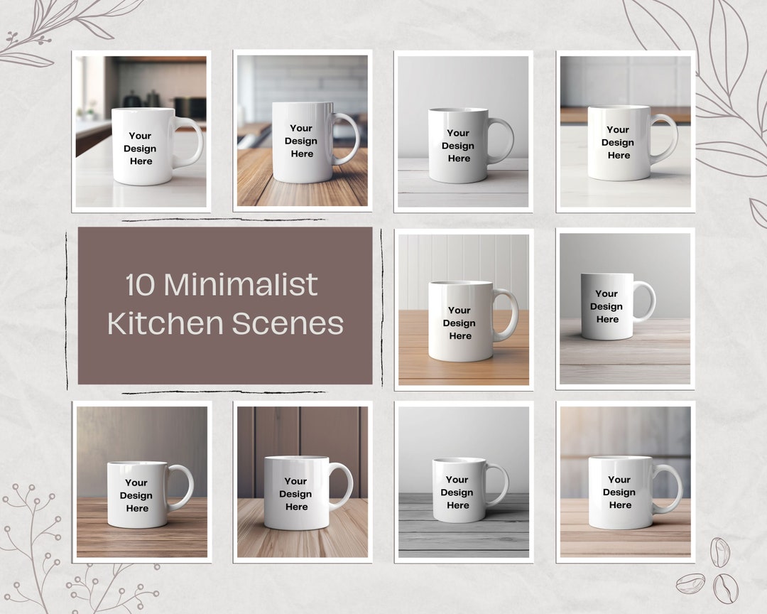 10 Mug Mockup Jpgs - Minimalist Kitchen Bundle - All Purpose Mug ...
