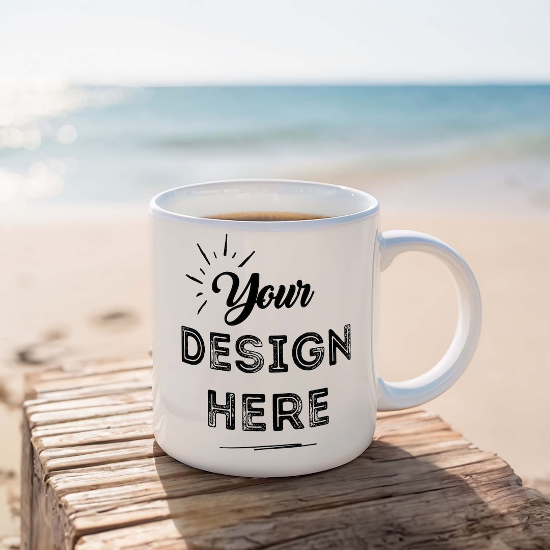 Mug Mockup Smart Object PSD - Sunny Beach, Summer, Vacations, Tropical ...