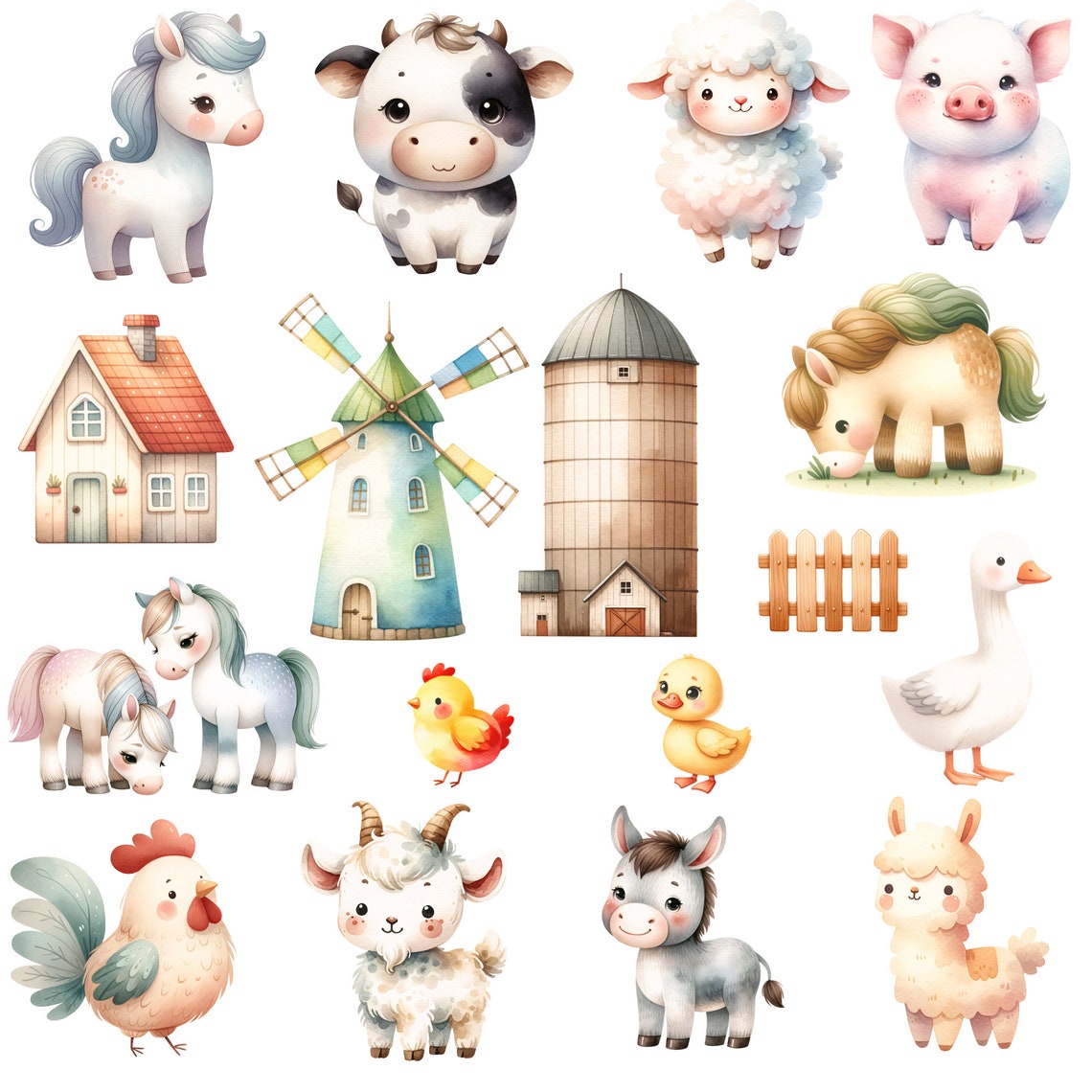 Cute Animals Farm Clipart, Cute Farm Transparent PNG, Hand-drawn ...