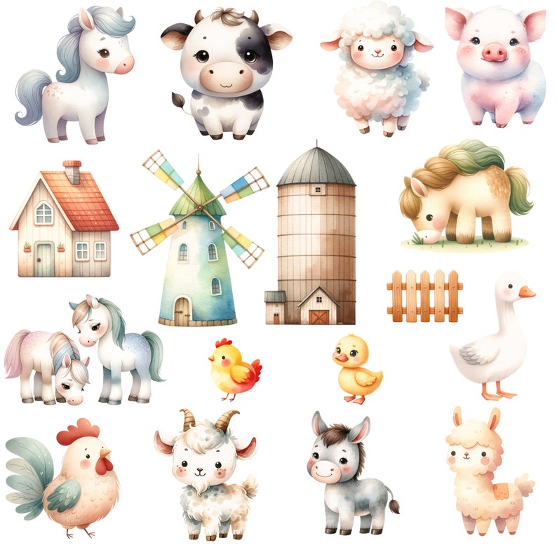 Cute Animals Farm Clipart, Cute Farm Transparent PNG, Hand-drawn ...