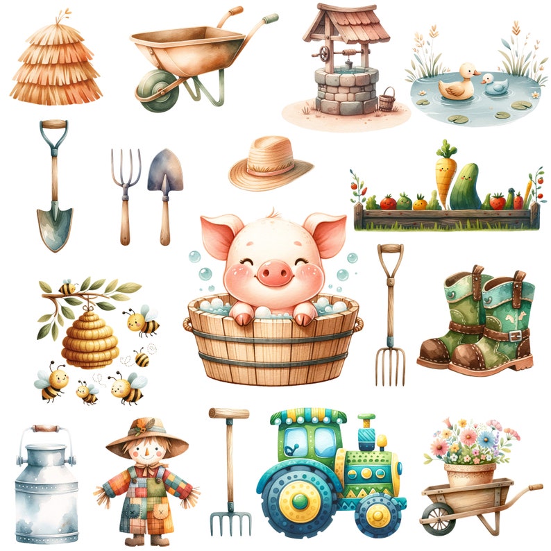 Cute Animals Farm Clipart, Cute Farm Transparent PNG, Hand-drawn ...