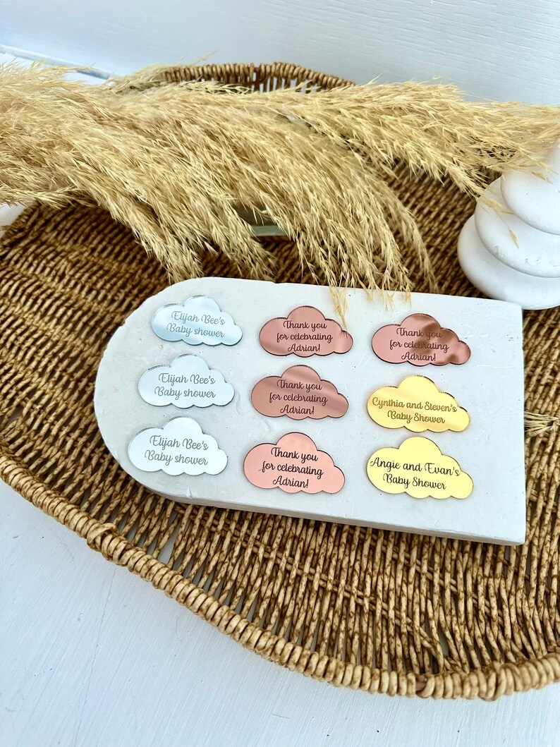 Cloud Acrylic Mirror Tag, Cloud Party Favors, Cloud Baby Shower Tags ...