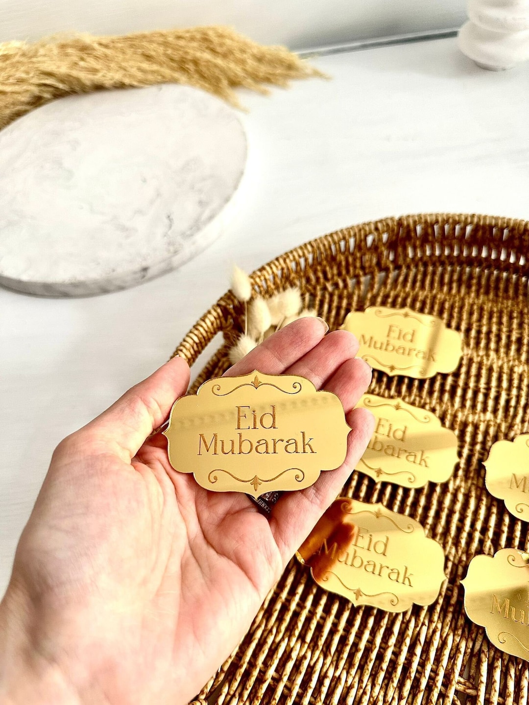 Acrylic Eid Mubarak Tag, Ramadan Mubarak Tags, Eid Mubarak Mirror Label ...