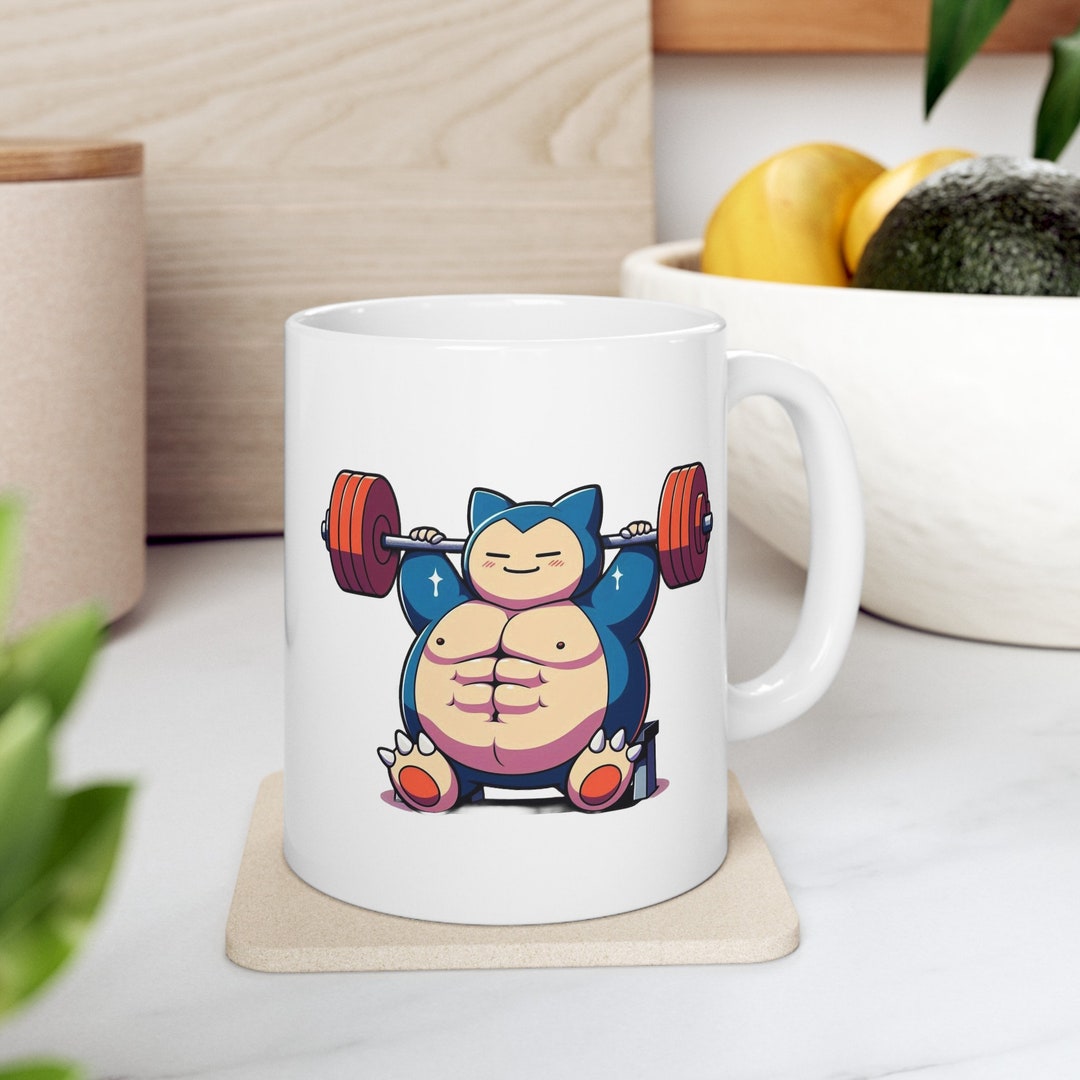 Training Snorlax With Barbell Ceramic Mug 11oz, Perfect Gift for Him or ...