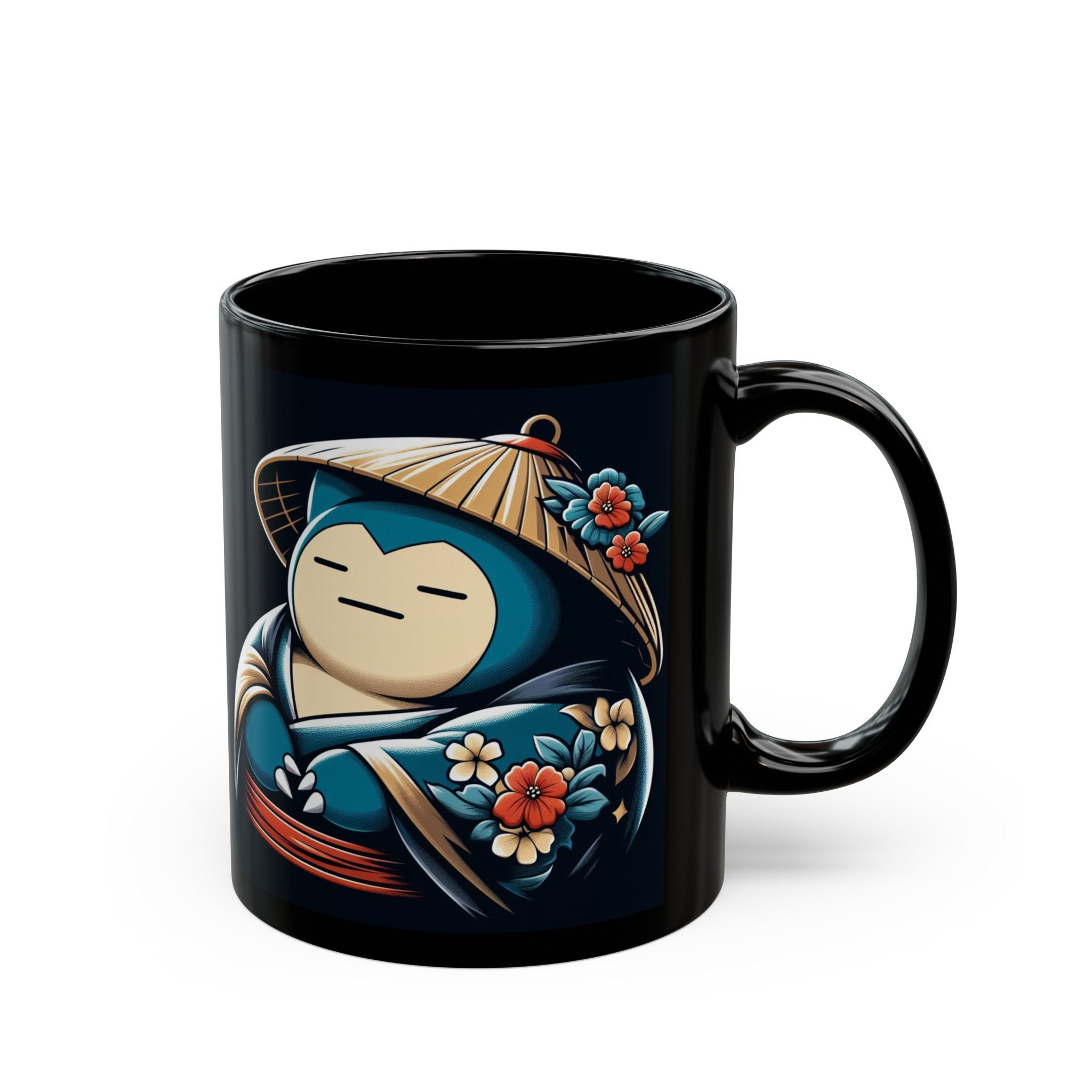 Japanese Snorlax With Kimono Black Ceramic Mug 11oz, Perfect Gift for ...