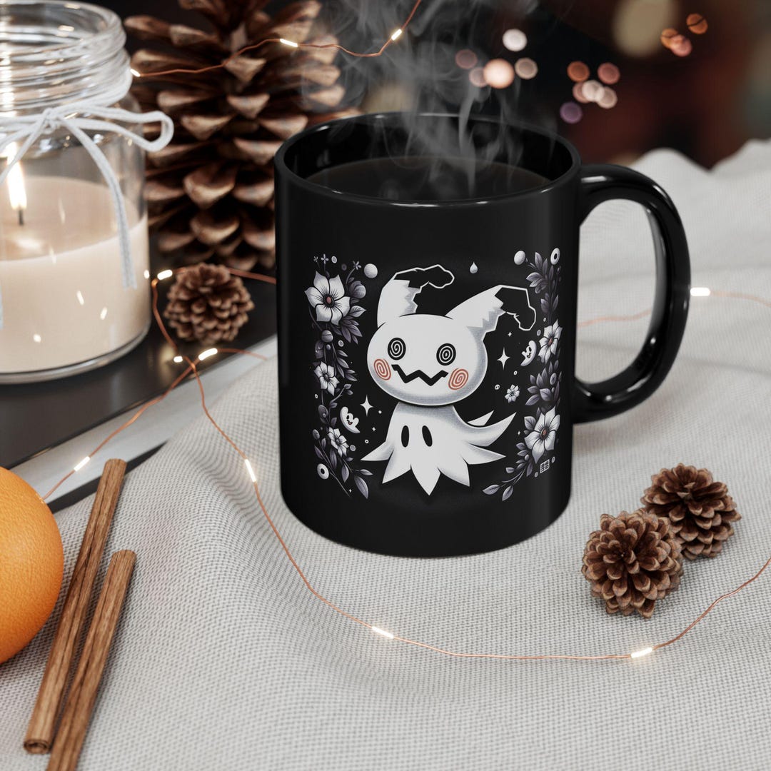 Japanese Mimikyu 11oz Black Mug, Perfect Gift for Him or Her, One of a ...