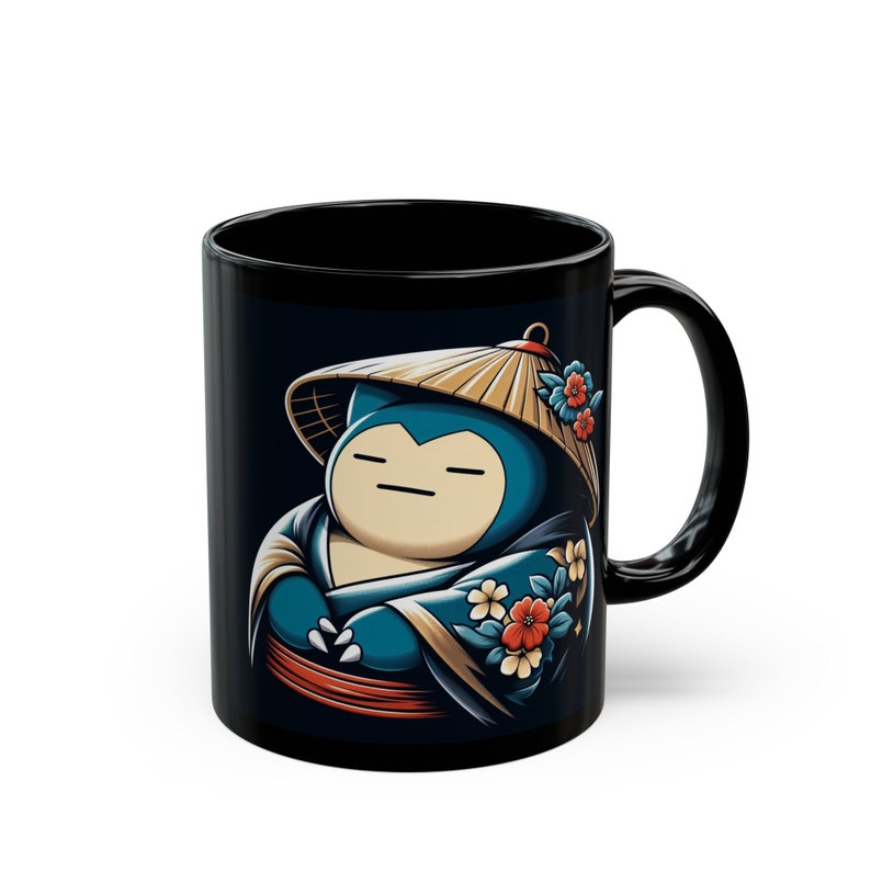 Japanese Snorlax With Kimono Black Ceramic Mug 11oz, Perfect Gift for ...