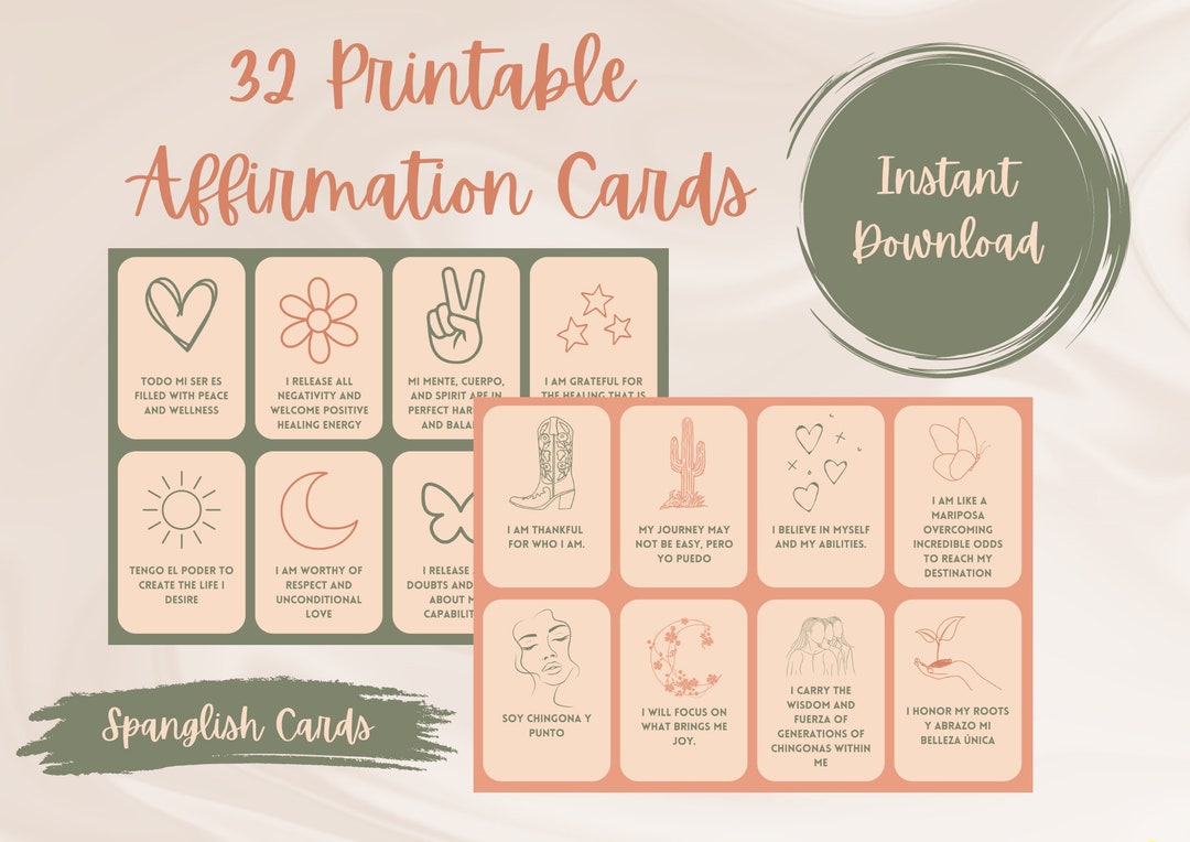 Spanglish Affirmation Cards - Etsy