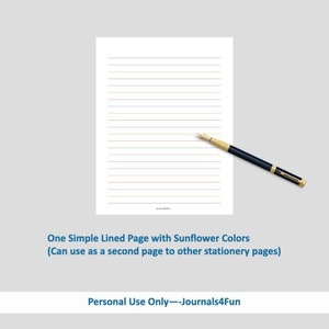 Sunflower Printable Stationery Set- US Letter Size With Lined/unlined ...