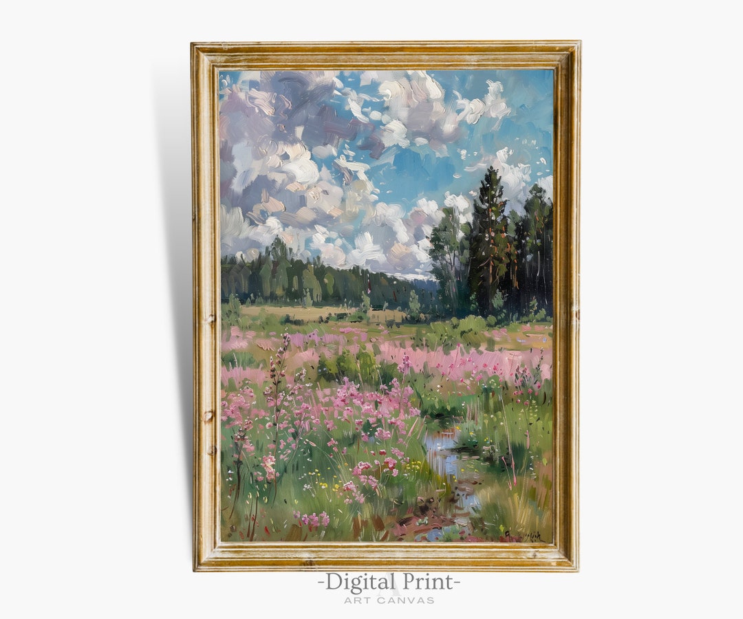 Printable Oil Spring Painting I Landscape Wall Art I Spring Scenery ...